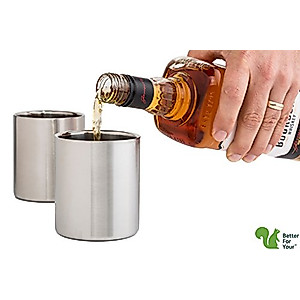 Better For Your Whiskey Stainless Double Walled Lowball Shatterproof Tumbler 13.5 oz Set of 2
