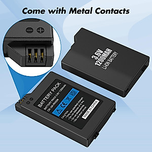 KEKUCULL 2Pcs Rechargeable Battery Real Capacity 1200mAh Lithium Ion Battery Pack Replacement for PSP-2000, PSP-2001, PSP-3000, PSP-3001, PSP-3002, PSP-3004, PSP Lite, and PSP Slim Console