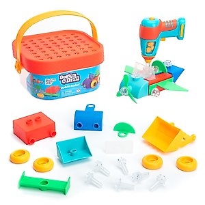 Educational Insights Design & Drill Build-It Bucket with Electric Drill Toy, 41 Pieces, Preschool STEM Toy, Gifts For Boys & Girls, Ages 3+