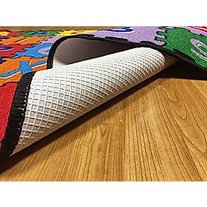 Mybecca Kids Rug ABC Puzzle Area Rug Educational Alphabet Letter & Numbers 8 x 11-Non Slip Gel Backing Size approximate: 7' feet 2" inch by 10' ft (7'2" X 10')