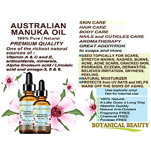 MANUKA OIL WILD GROWTH RAW 100% Natural VIRGIN UNREFINED Cold Pressed Carrier Oil. for Skin, Face, Hair, Lip and Nail Care 0.5 Fl.oz.- 15 ml by Botanical Beauty