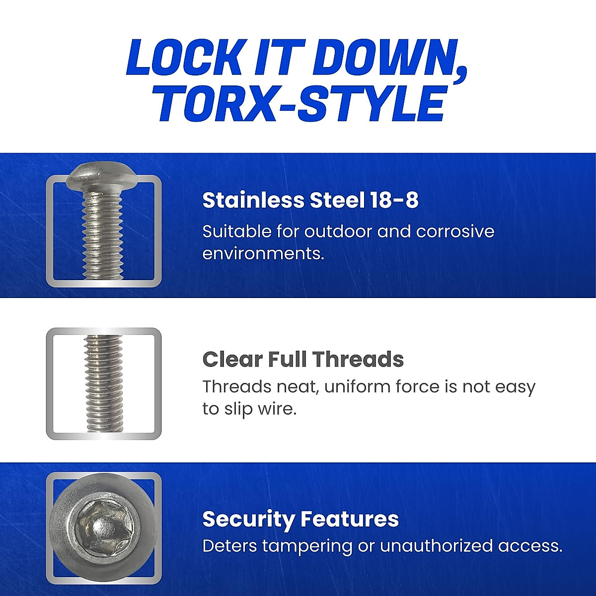 Fastenere Torx Security Machine Screws - 8-32 x 3/4" (25-Pack) Stainless Steel, Tamper-Resistant, Button Head Screws, Bolt Screw for Higher Level of Safety & Theft Prevention
