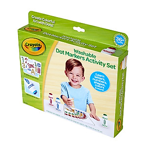 Crayola Washable Dot Markers Activity Set, 30 Toddler Coloring Pages & 4 Washable Markers, Dot Paints for Toddlers, Toddler Gifts, Ages 3+