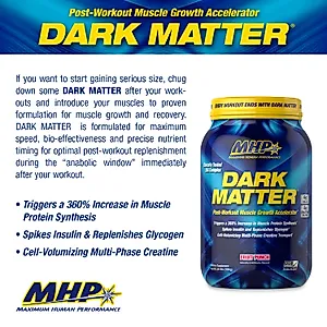 MHP Dark Matter Post Workout, Recovery Accelerator, w/Multi Phase Creatine, Waxy Maize Carbohydrate, 6g EAAs, Fruit Punch, 20 Servings, 55 Oz