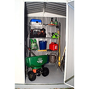 ARROW 6' x 5' EZEE Galvanized Steel Low Gable Shed Cream with Charcoal, Storage Shed with Peak Style Roof