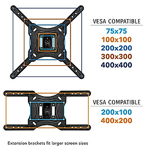 Mount-It! Full Motion TV Wall Mount Monitor Wall Bracket with Swivel and Articulating Tilt Arm, Fits 26 32 35 37 40 42 47 50 55 Inch LCD LED OLED Flat Screens up to 66 lbs and VESA 400x400