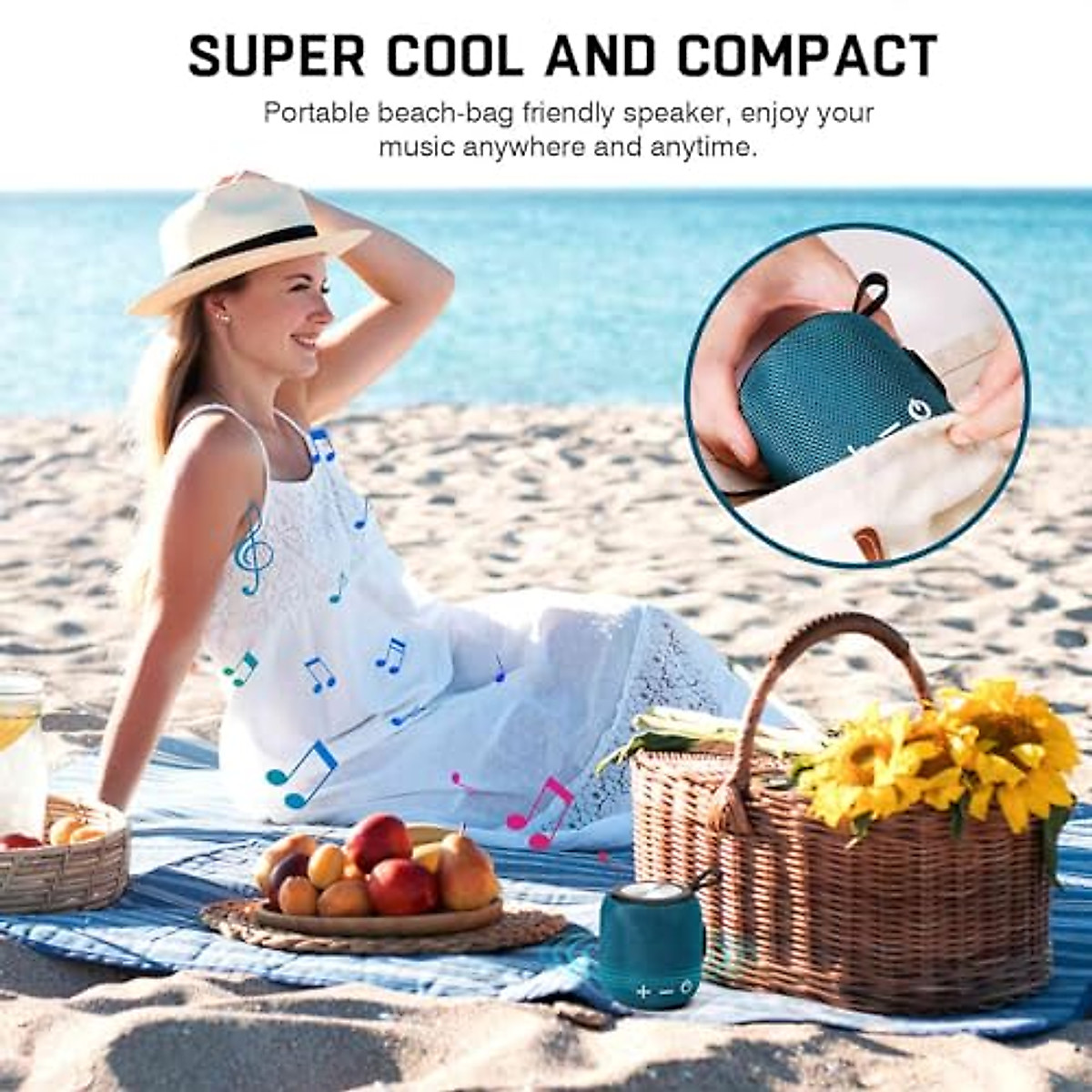 UrbanX Bluetooth Speaker: Powerful Stereo Sound, IPX7 Waterproof, True Wireless Stereo Pairing, Portable Design, Latest Bluetooth V5.2 - Perfect for Mini (2019), Beach, Outdoor, Home, Parties- Blue