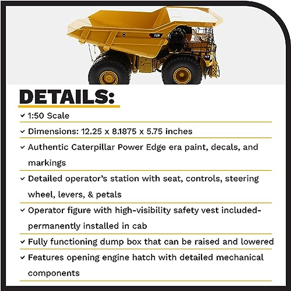 Diecast Masters 1:50 Caterpillar 797F Tier 4 Final Mining Truck | High Line Series Cat Trucks & Construction Equipment | 1:50 Scale Model Diecast Collectible | Diecast Masters Model 85655