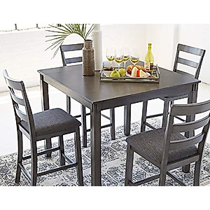 Signature Design by Ashley Bridson 5 Piece Counter Height Dining Room Set, Includes Table & 4 Bar Stools, Gray (Pack of 1)