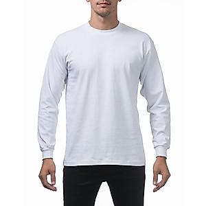 Pro Club Men's Heavyweight Cotton Long Sleeve Crew Neck T-Shirt, Snow White, 3X-Large