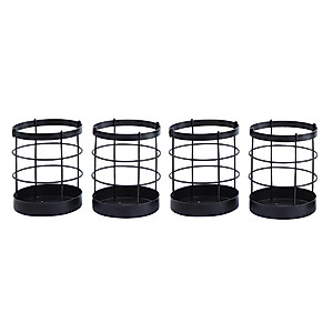 Giftburg Farm Buffet Caddy Tabletop Organizer, Flatware Napkin and Plate Picnic Caddy Stackable Serving Set, Black