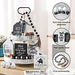 BFAZKXY 12pcs Farmhouse Tiered Tray Decor Set, Rustic Farmhouse Decor Wood Sign for Home & Kitchen Decor