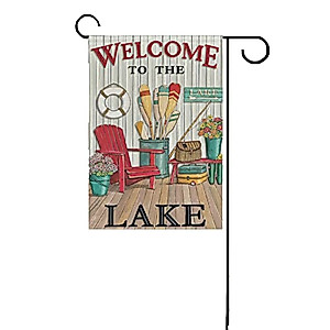 Welcome To The Lake Garden Flag Vertical Double Sided 28" x 40" Outdoor Patriotic Americana Decor for Homes and Gardens