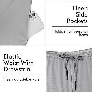 Mens Athletic Shorts, 2-in-1 Gym Workout Shorts for Men Mesh Quick Dry Yoga Training Running Shorts with Pockets,Grey,L