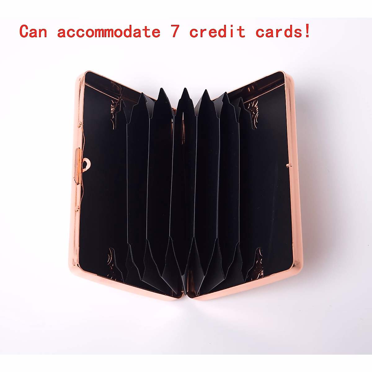 HAPUTDY RFID Metal Blocking Credit Card Holder/Travel Wallet/Protective Case (7 Cards Rose gold)