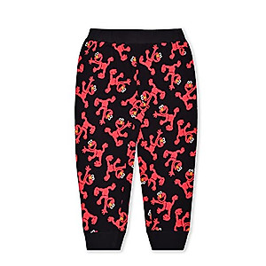 Sesame Street Elmo Boys’ Short Sleeve T-Shirt and Jogger Pants Set for Infant and Toddler – Black/Red