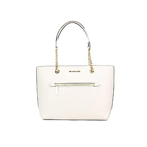 Michael Kors Jet Set Medium Front Pocket Chain Top Zip Tote (Light Cream)