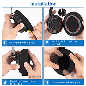 Geekria Comfort Mesh Fabric Replacement Ear Pads for Philips SHP9500, SHP9500S Headphones Ear Cushions, Headset Earpads, Ear Cups Cover Repair Parts (Black)