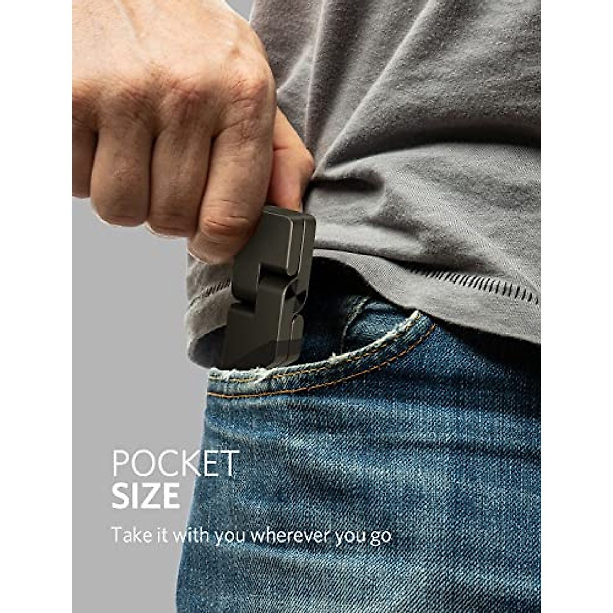 Laxarmer Cell Phone Stand, Portable Zinc Alloy iPhone Stand for Desk, Mini Size Foldable Phone Holder for Desk, Compatible with All iPhone Android Phones 4"-6.7" Desk Accessories (Black)