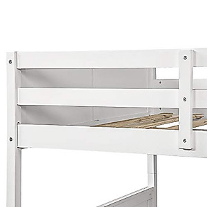 MERITLINE Full Over Full Bunk Bed for Kids Teens, Detachable Wood Full Bunk Bed Frame with Trundle