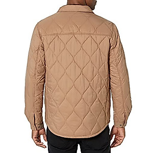 Calvin Klein Men's Diamond Quilted Shirt Jacket, Tan, XX-Large