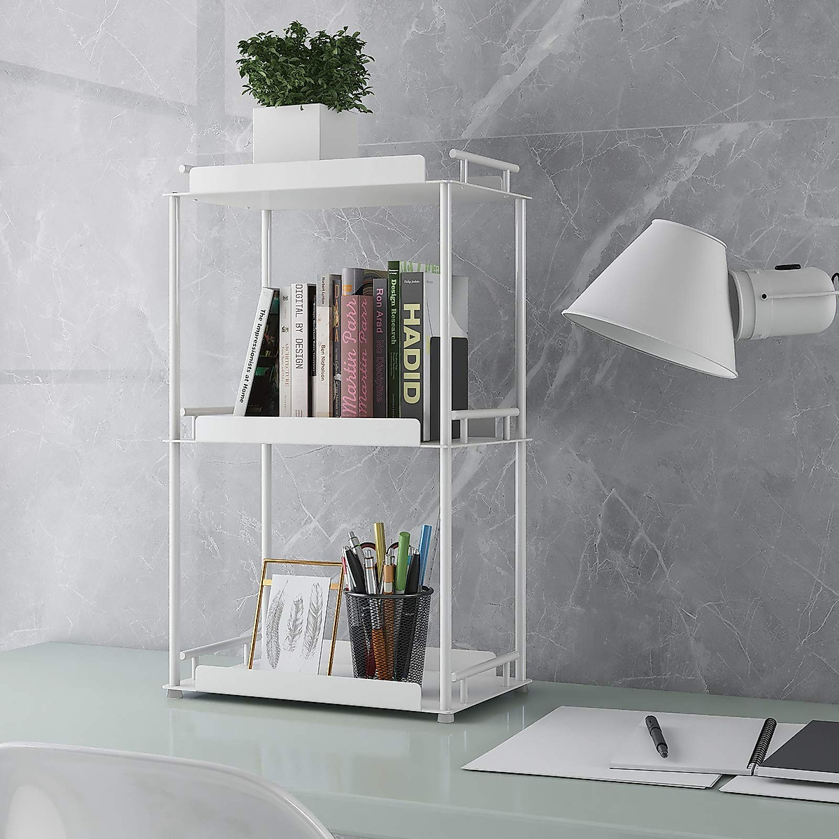 FLE Bathroom Organizer Countertop,3 Tier Bathroom Counter Organizer Kitchen Spice Rack Cosmetic Organizer,Countertop Storage Shelf for Bathroom, Kitchen, Living Room, Bedroom, Dressing Table,White