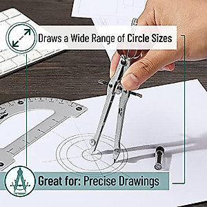 Mr. Pen- Metal Protractor and Metal Compass Set, Compass for Geometry, Geometry Set, Compasses, Protractor and Compass, Protractor for Geometry, Drawing Compass, Math Compass, Math Compass