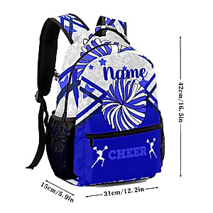 Zaaprint Customized Cheerleaders Cheer Bright Blue Waterproof Backpack with Name for Hiking Camping Picnic