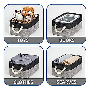 Temary Storage Baskets 6 Pack Small Fabric Storage Bins with 2 Pcs Large Baskets for Organizing Towels, Blankets (Black&Gray, 11.8Lx7.9Wx5.3H Inches, 16Lx12Wx12H Inches)
