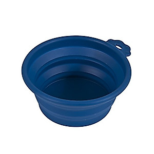 Petmate 23367 Silicone Round 1.5-Cup Travel Bowl for Pets, Navy Blue