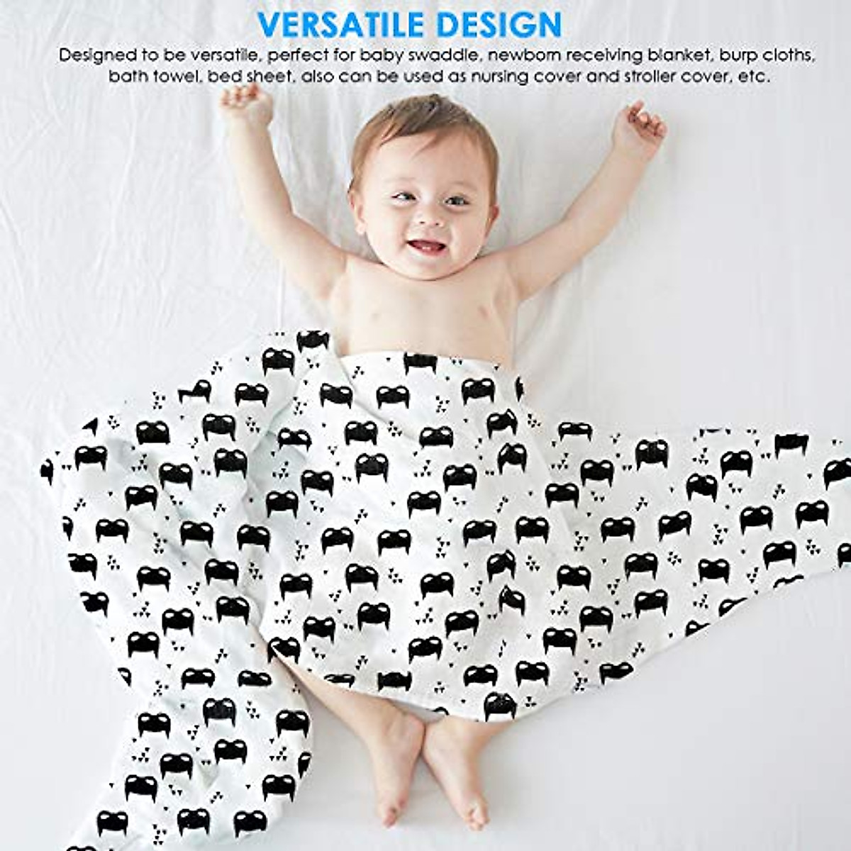Baby Muslin Swaddle Blanket, Soft Muslin Cotton Swaddle Wrap for Boys or Girls (Bat Man Mask)