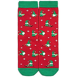 Funny Christmas Socks For Men & Women (It's Lit, Jolly Santa, Gnomes & Cookies)(Gnome For Xmas)