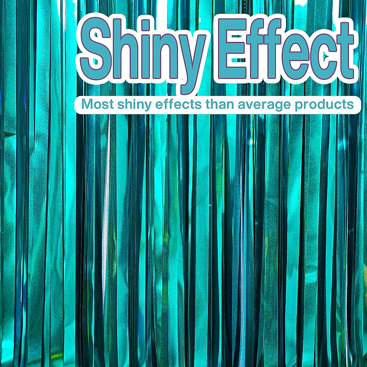 PartyWoo Foil Curtain 2 pcs, 3.3x6.6 ft Metallic Peacock Blue Tinsel Curtains, Backdrop Curtain, Foil Fringe Curtains, String Curtain, Birthday Decorations, Party Backdrop, Wedding Backdrop