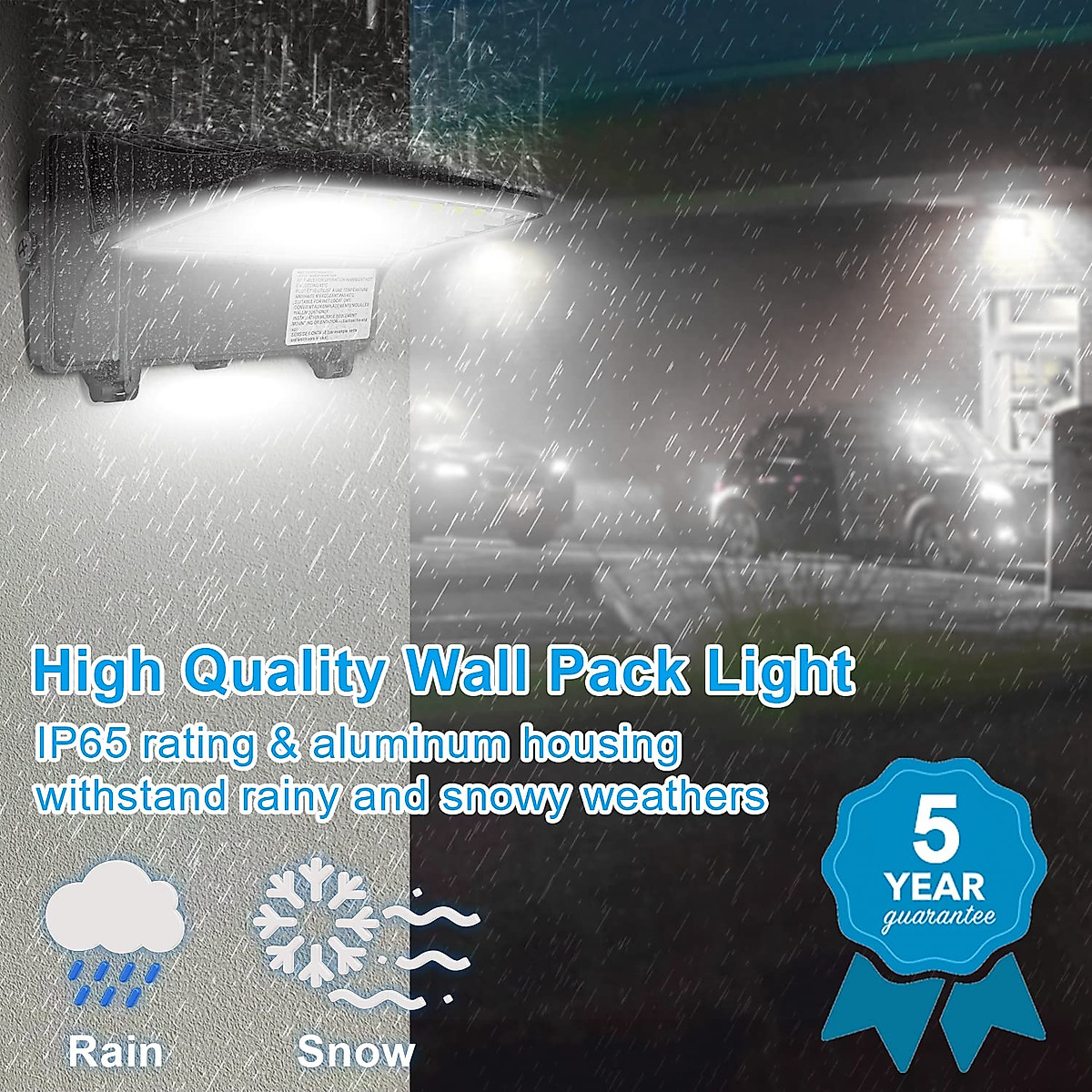 OSTEK 80W/60W/40W/20W Power Selectable LED Wall Pack Light with Photocell Full Cut-Off 11000LM 5000K, Outdoor Area Full Cutoff Wall Pack led Fixture IP65, UL, DLC