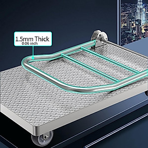 Platform Truck Flat Handtruck Steel Platform Truck with Wheel Folding Push Cart Load 880lb/ 1100 Lb Moving Dolly Cart Heavy Flatbed Cart Reliable