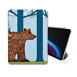 Cute Owl and Bear Painted case Compatible with iPad Mini Air Pro 7.9 8.3 9.7 10.2 10.9 11 12.9 inch Pattern Cover New 2022 2021 Trifold Stand 3 4 5 6 7 8 9 Generation (12.9 Pro 3/4/5 gen)