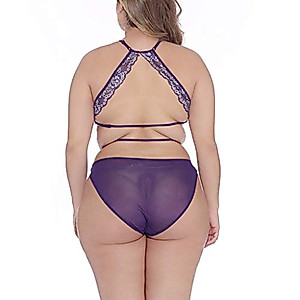 Toxz Fashionable Plus/Large Size Three-Point Lace-Necked T-Hong Women Sexy Underwear,Sheer Perspective Floral Embroidered,Corset Camisole