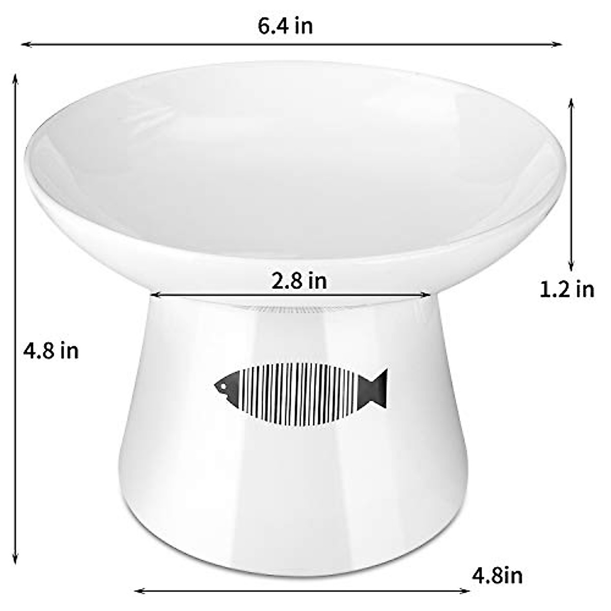Yangbaga Cat Raised Food/Water Bowl for Elder Big Cats, Non-Skid 4.8x6.4in Premium Ceramic Cat Bowls with Stand, Sturdy and Anti-Fall… (White)