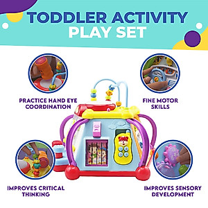 Wolvolk Educational Baby Activity Cube - A Journey of Discovery and Fun with The Activity Cube for Toddlers 1-3, Learning New Skills with Lights and Sounds