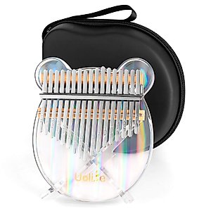 Kalimba Thumb Piano 17 Key,Rainbow Clear Crystal Acrylic Finger Piano Transparent Body Cute Bear Shaped Kalimba With Case Gifts for Kids Adult Beginners with Tuning Hammer (Rainbow)