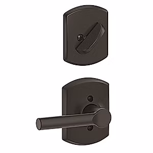 Schlage F59 BRW 622 GRW Greenwich Collection Broadway Handleset Entrance Lock Interior, Matte Black (Interior Half Only)