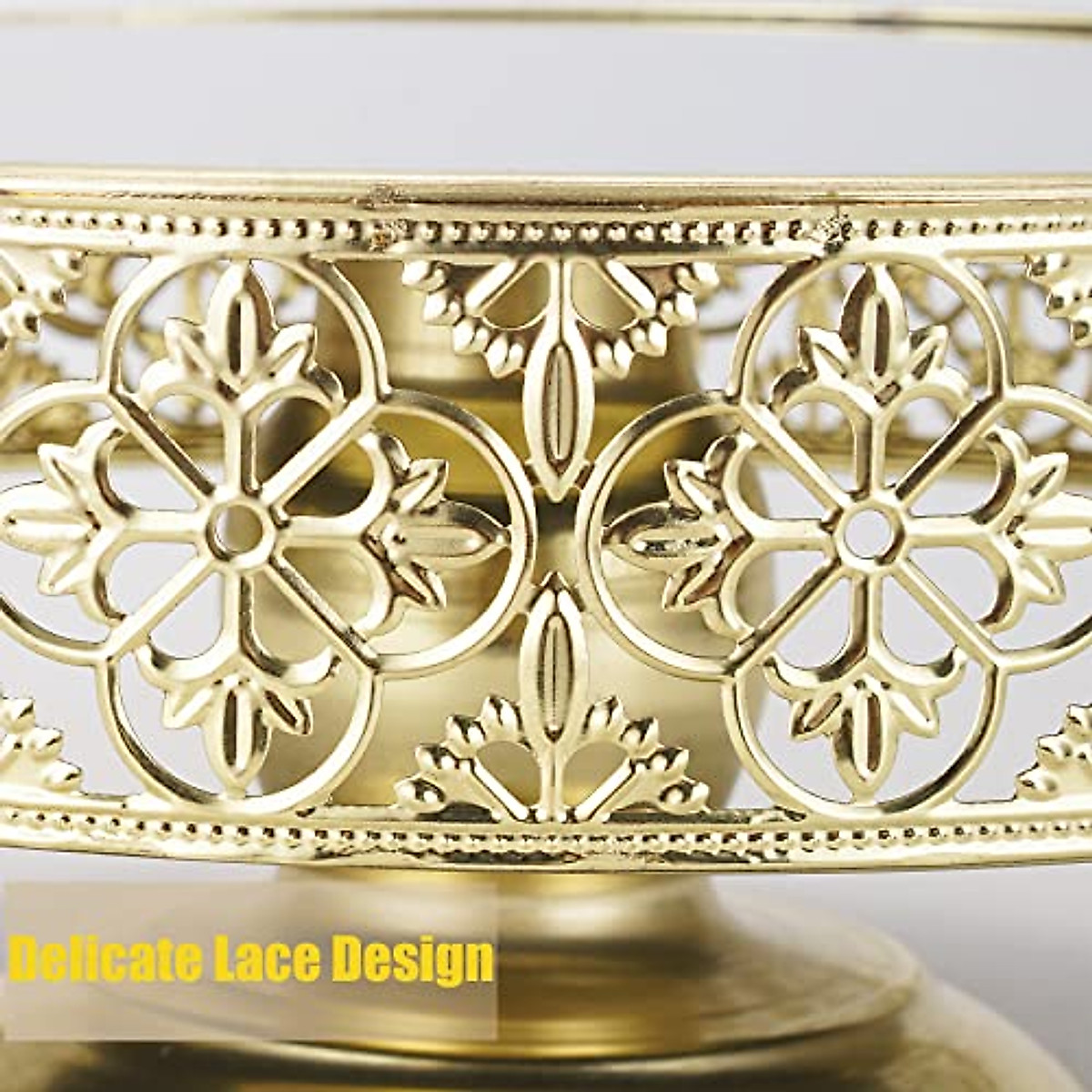 TRSPCWR Cake Stand, Gold Mirror Round Dessert Stand, 10inch Wedding Dessert Display Cake Stands, Metal Cake Plate Decor for Wedding Birthday Party