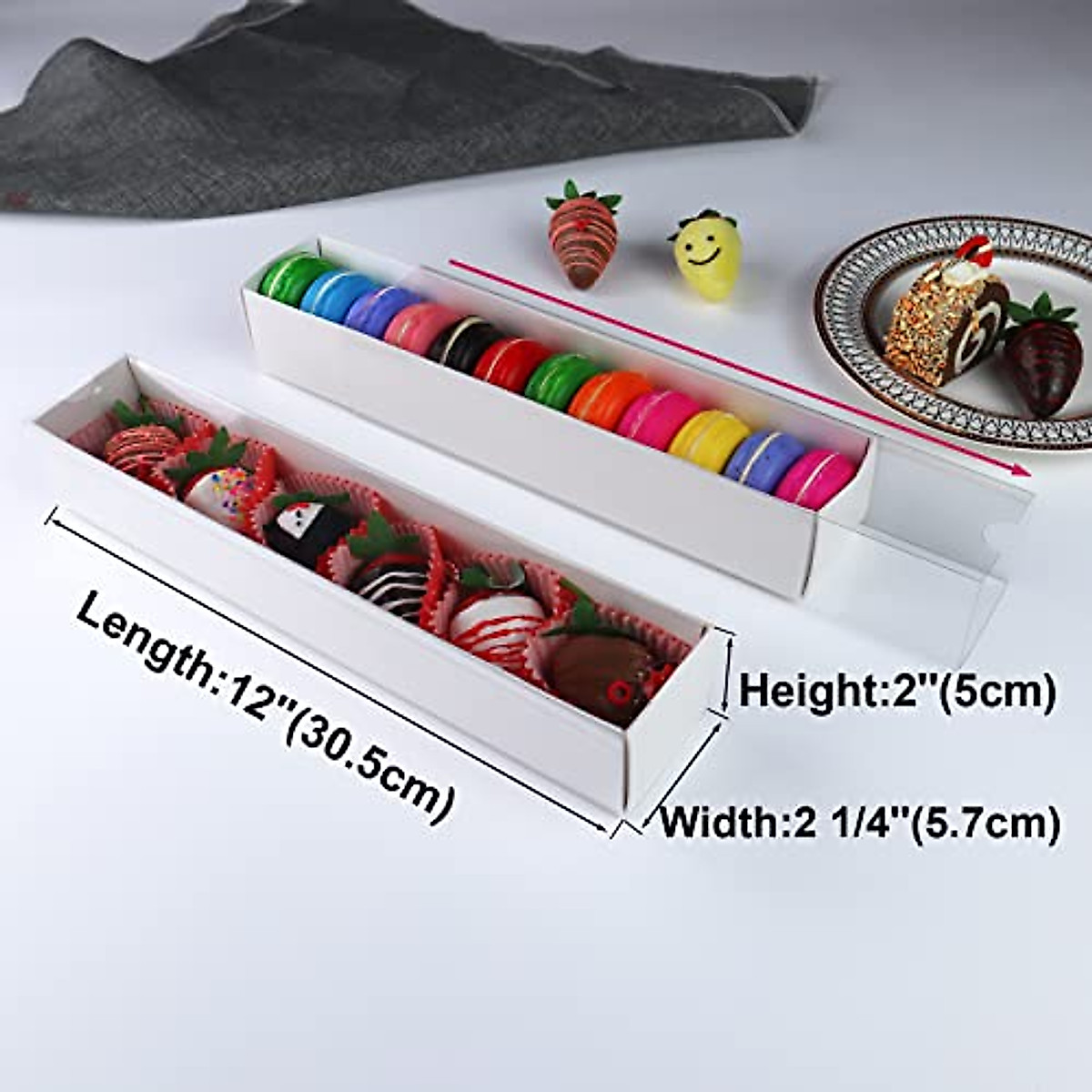 SLShePack 20Pack 12x2¼x2 Inches Clear Chocolate Covered Strawberries Boxes for 6, Macaron boxes for 12, Truffle Boxes Cocoa Bombs Cookies boxes