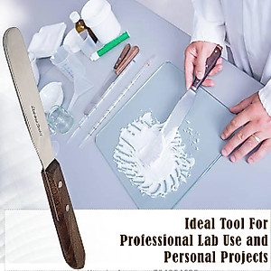 A2Z-WHS6 Stainless Steel Lab Spatula with Wooden Handle, 6" Blade, 1" Blade Width, 10.4" Total Length