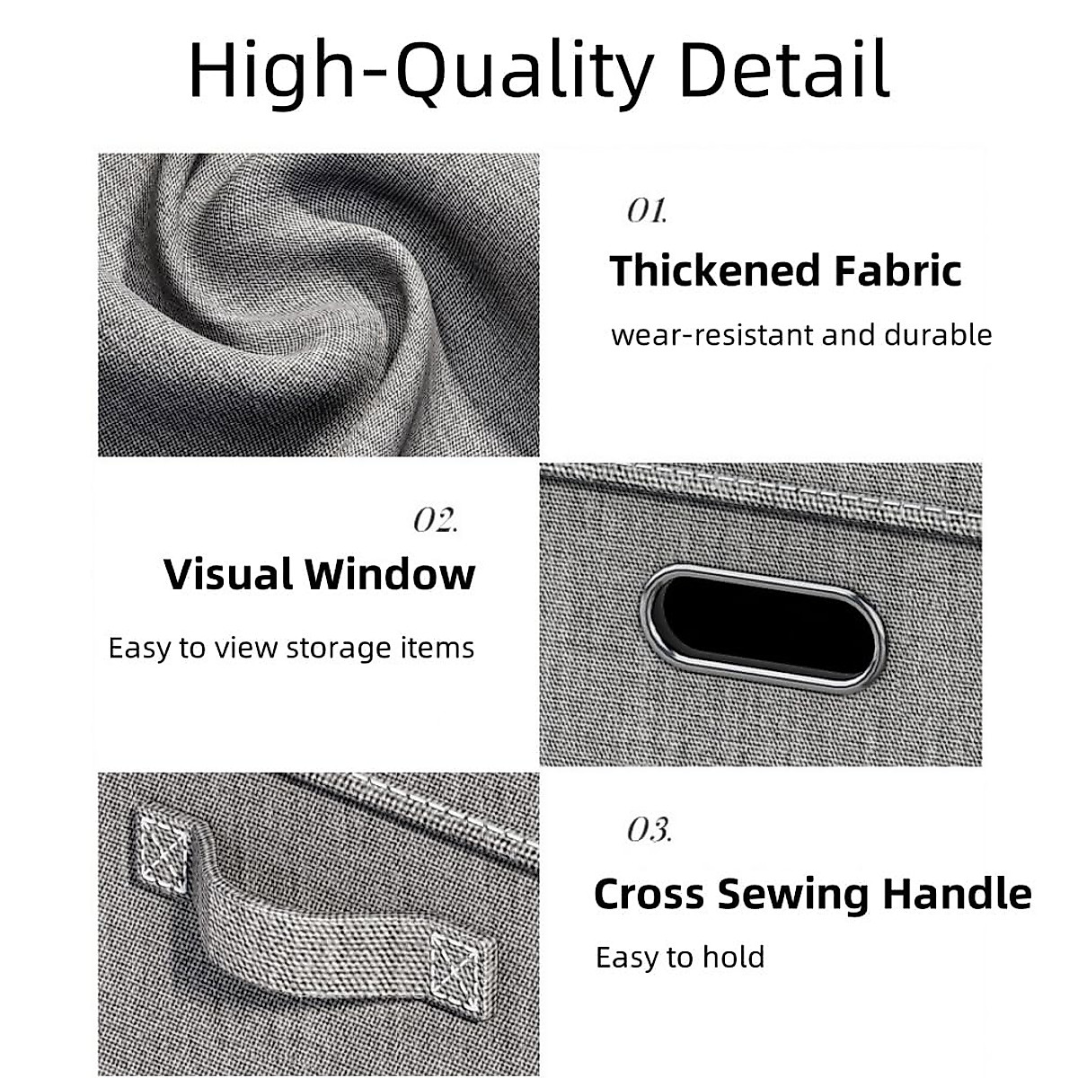 Cosaving Foldable Storage Ottemen with Handles Linen Fabric Foldable Storage Boxes Cover for Home Bedroom Closet Office Nursery13x10x7inches Grey