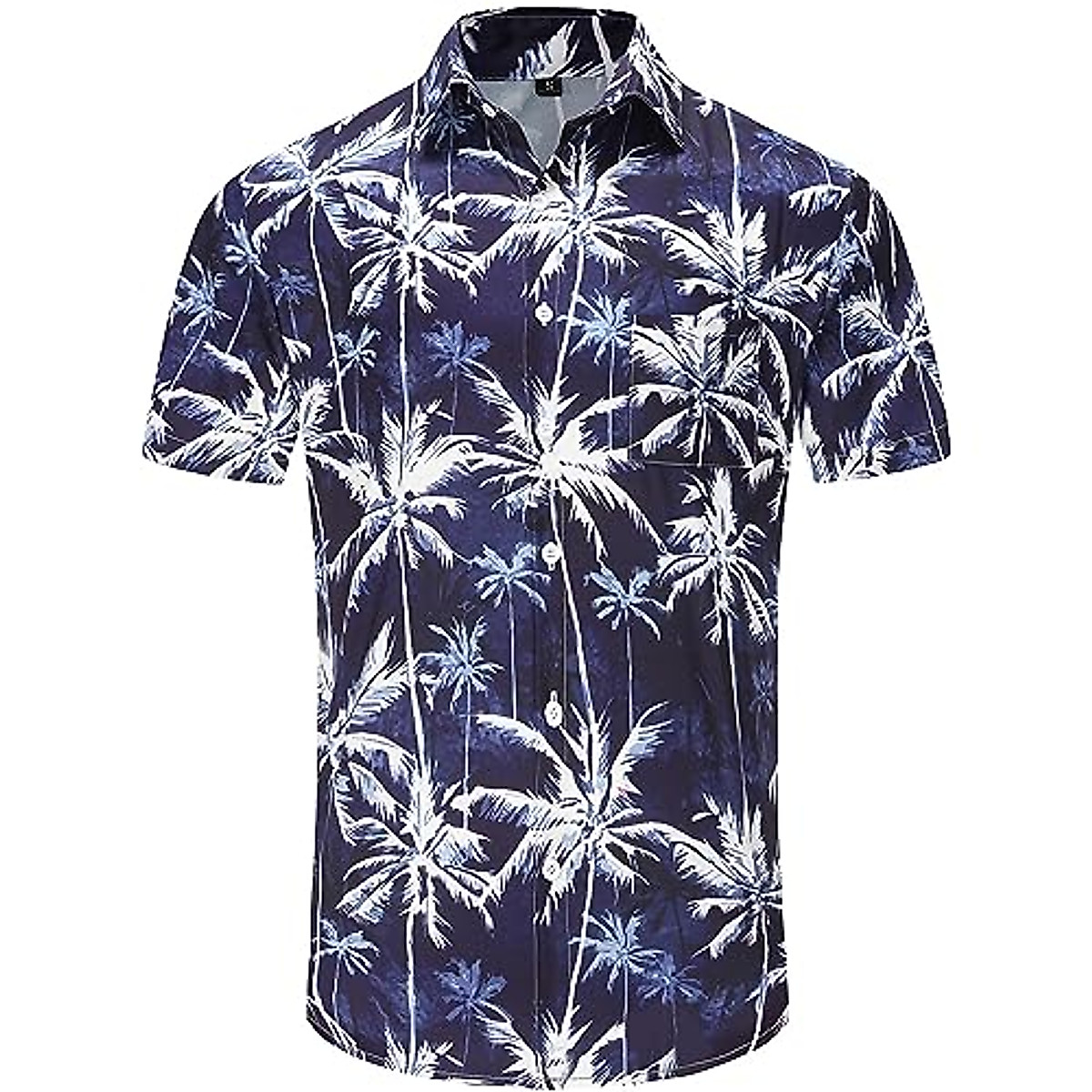 KYKU Mens Summer Shirts Soft Hawaiian Shirt Button Down, Palm Tree Blue, Medium