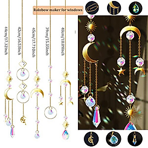 Crystal Suncatcher, 5pcs Window Hanging Sun Catchers Crystal Chandelier Ball Prism Pendant Light Catcher Ornament, Garden Suncatchers Window Rainbow Maker for Home Wedding Decoration Gifts