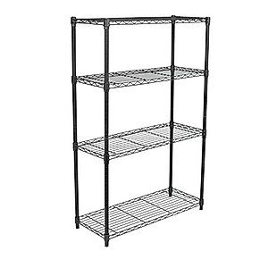 Internet's Best 4-Tier Wire Shelving - Flat Black - Heavy Duty Shelf - Wide Adjustable Rack Unit - Kitchen Storage