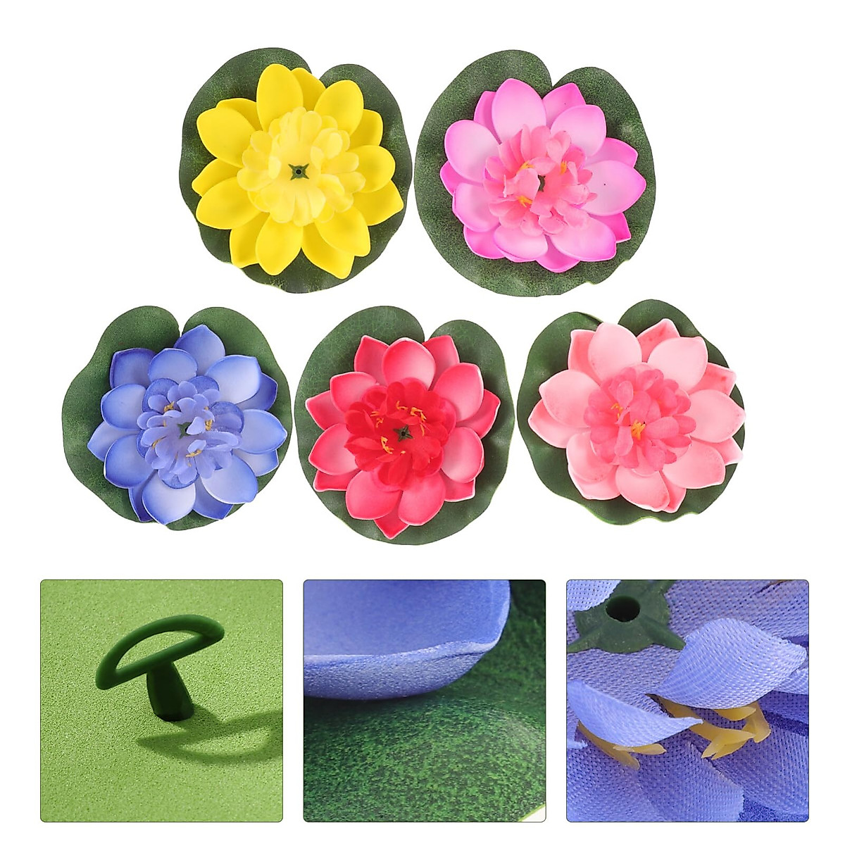 BESPORTBLE 5pcs Artificial Floating Water Lily Lotus Flowers Pond Decor for Garden Decoration Bed Edging