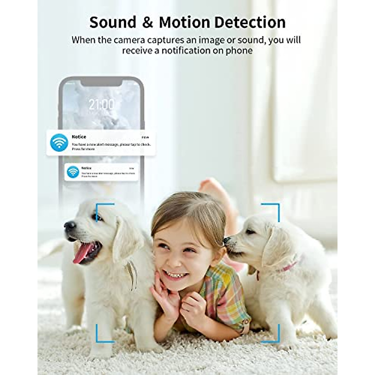 BJS 1080P Indoor Camera for Child/Elder/Nanny/Pet, Home Camera with Infrared Night Vision and 2-Way Storage, Motion and Sound Detection, White (BM-A-2)